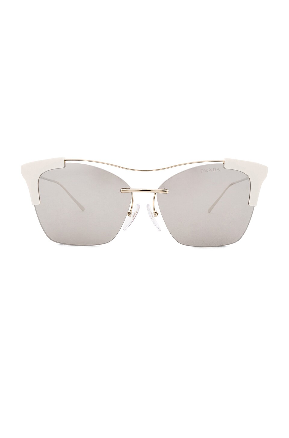Prada Square Temple Evolution in White, Pale Gold & Grey Silver Mirror ...