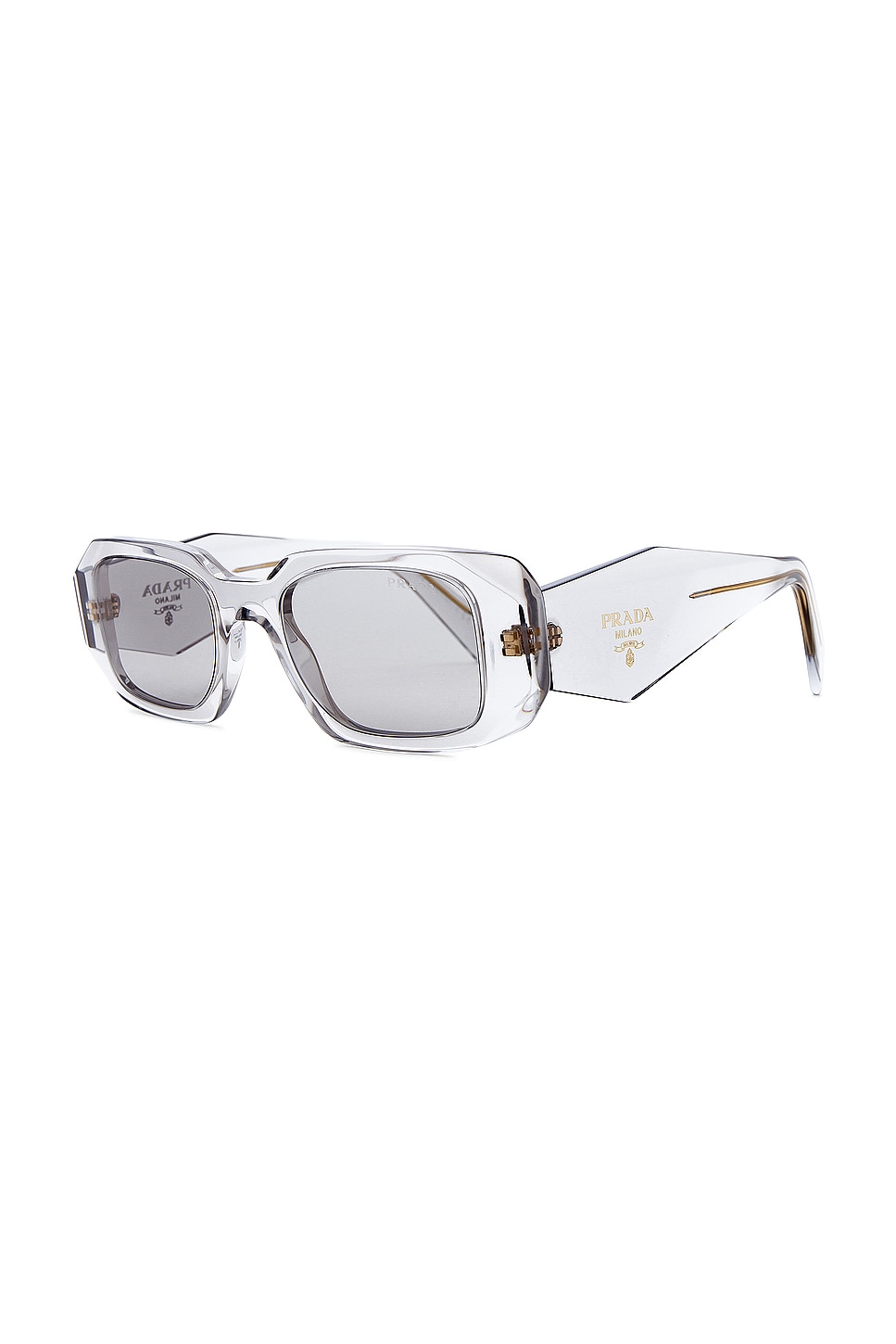 Prada Rectangle Sunglasses in Transparent Grey | REVOLVE