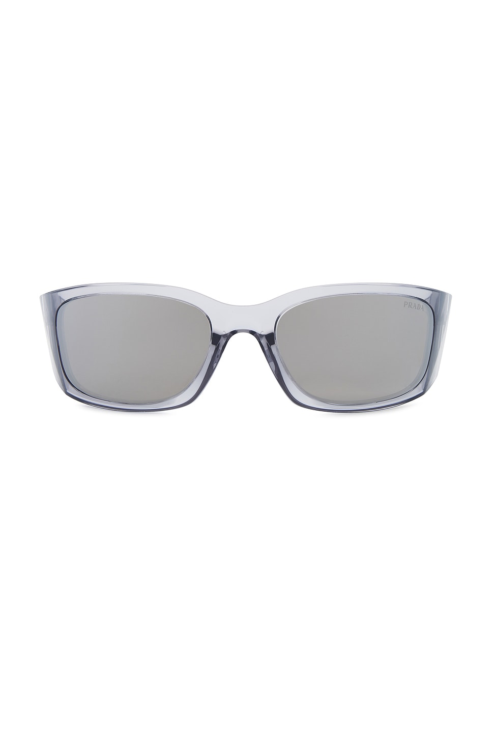 Prada Wrap Sunglasses In Silver Revolve