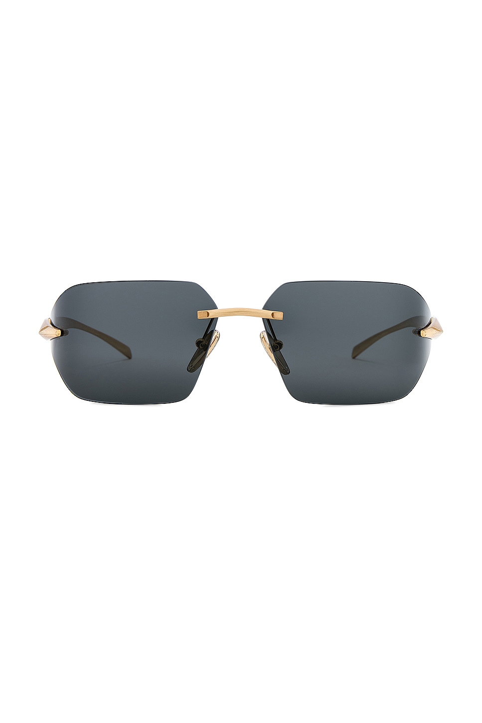 Prada Rectangular Sunglasses in Satin Yellow Gold | REVOLVE