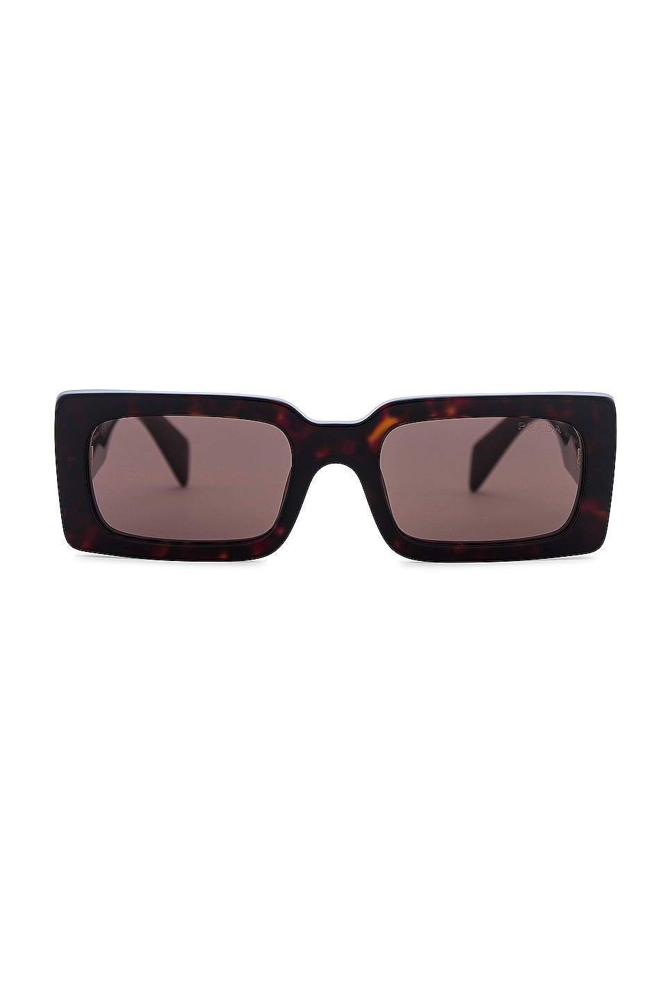 Prada Rectangular Sunglasses in Dark Brown Havana | REVOLVE