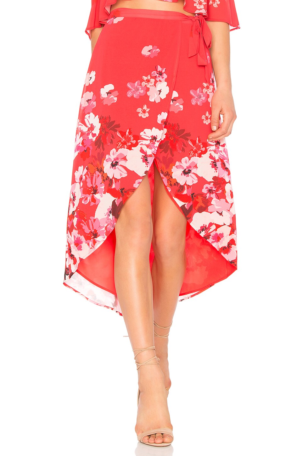 Privacy Please Java Wrap Skirt in Red Cascade Floral | REVOLVE
