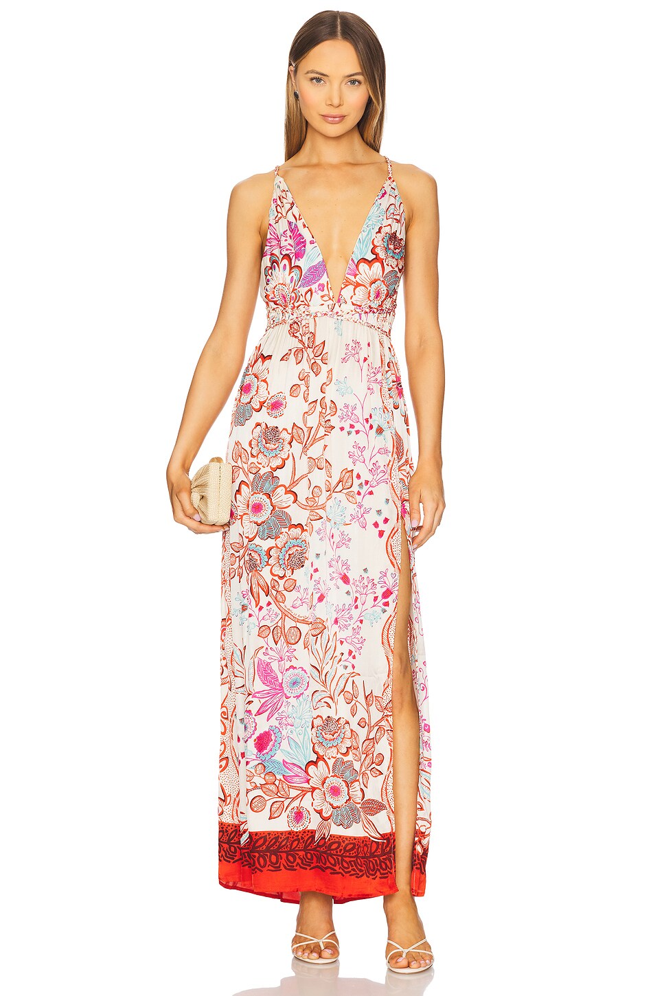 Poupette St Barth Calla Maxi Dress in Red Geo Fish | REVOLVE