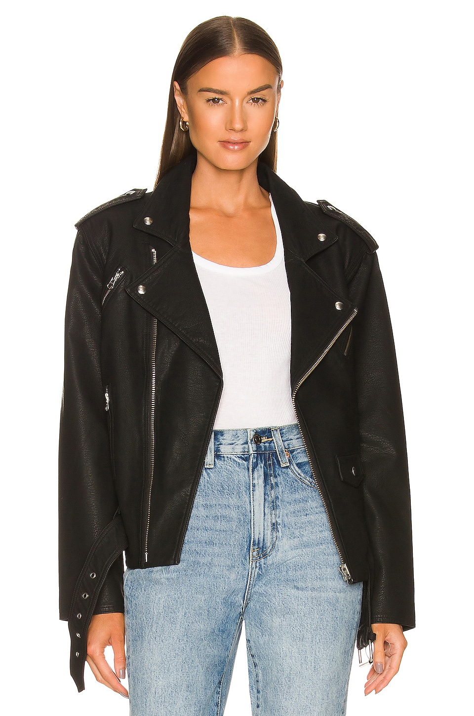 PISTOLA Blaine Boyfriend Moto Jacket in Slate Black | REVOLVE