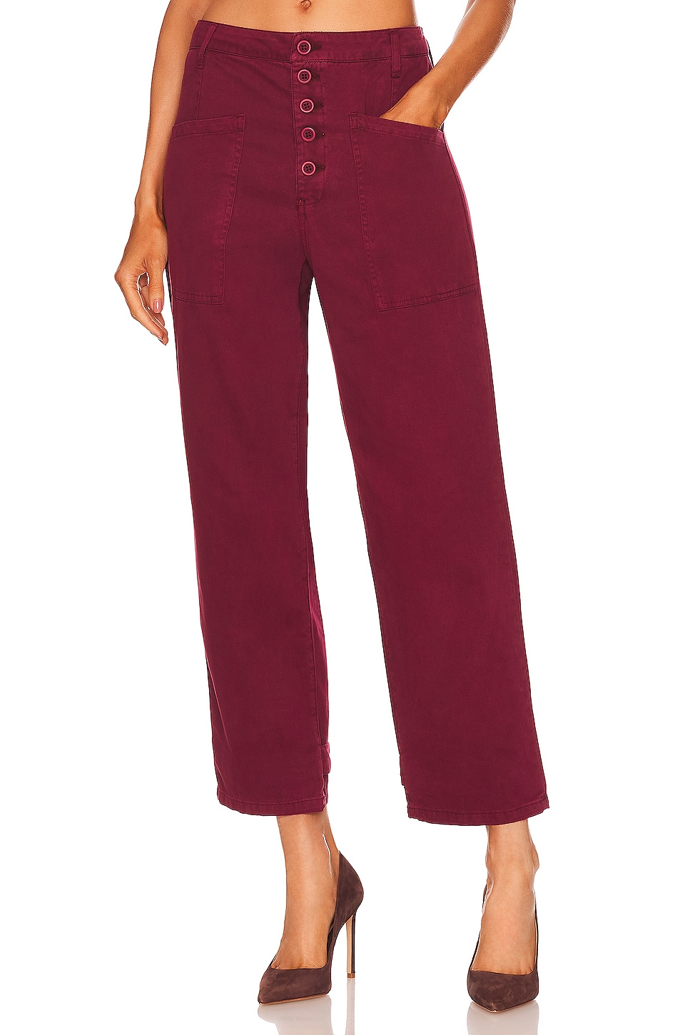 PISTOLA Tammy High Rise Trouser in Merlot | REVOLVE