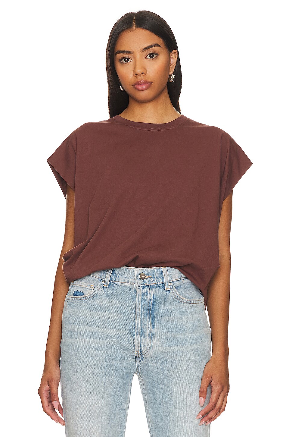 PISTOLA Trina Muscle Tee in Chocolate | REVOLVE