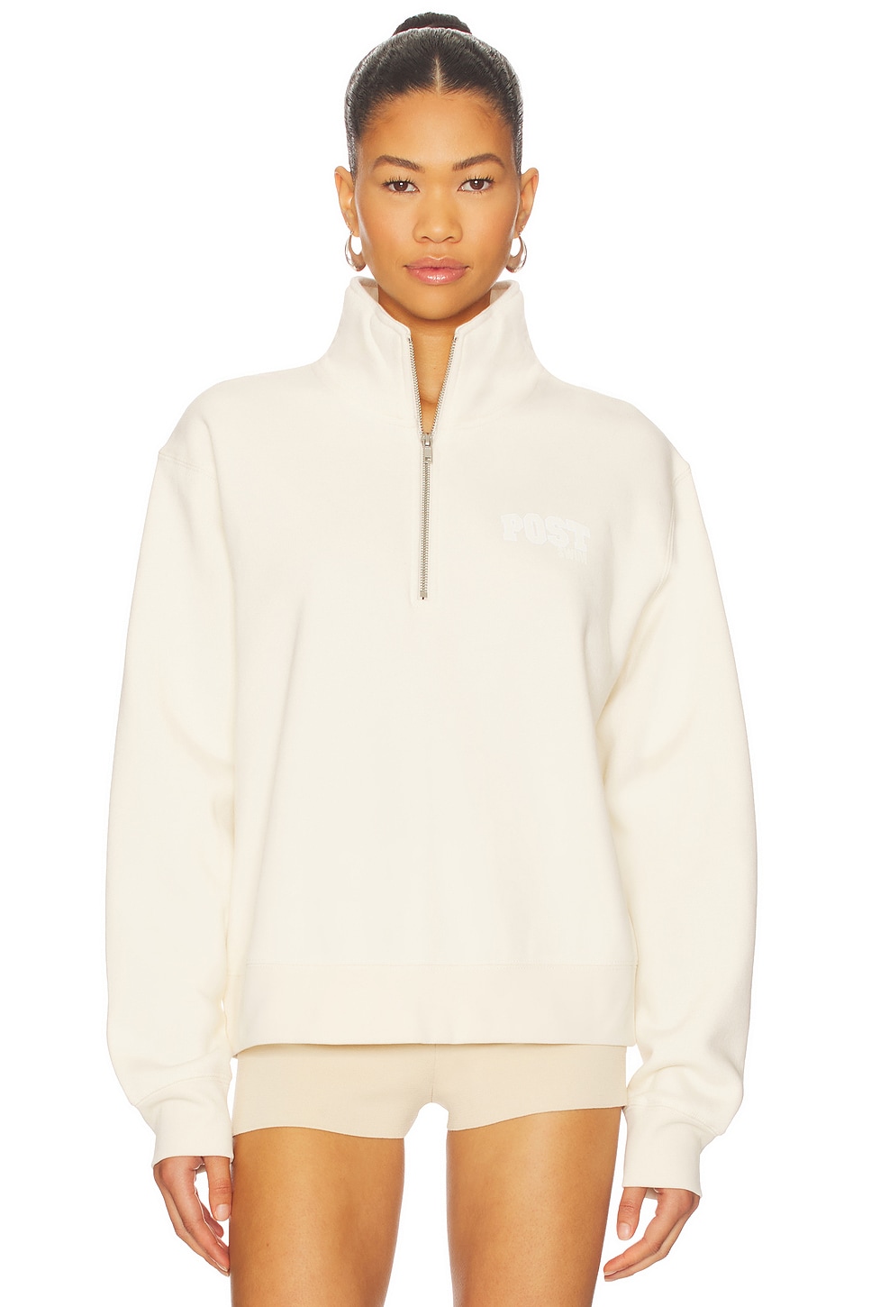 POST SWIM 3 Quarter Zip in Cream | REVOLVE