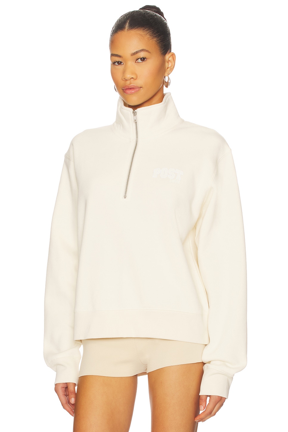 POST SWIM 3 Quarter Zip in Cream | REVOLVE