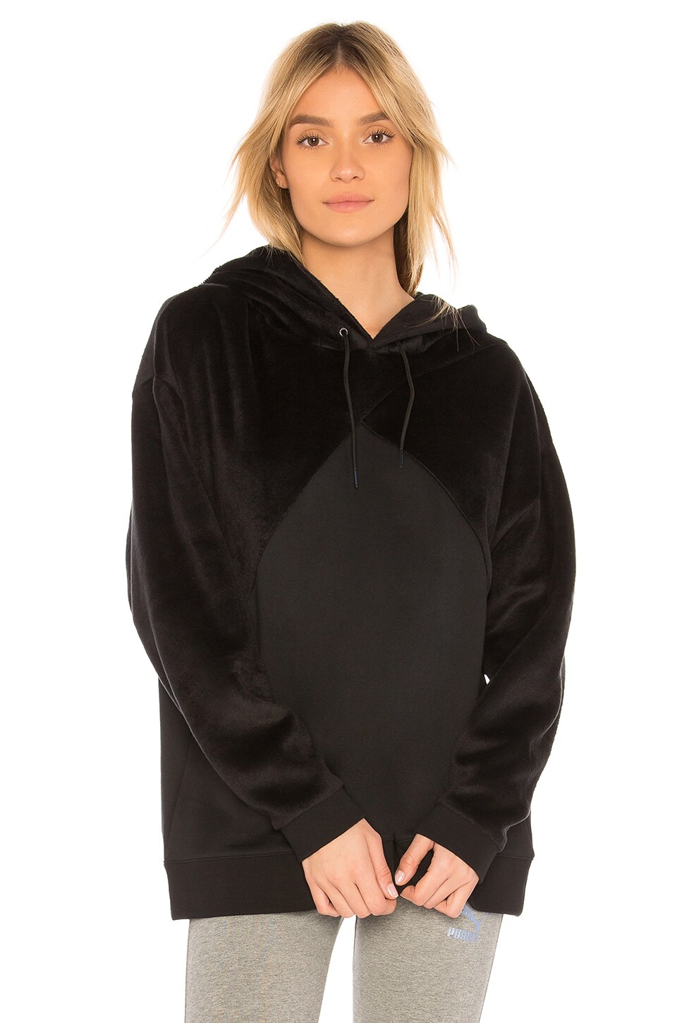 Puma Fabric Block Hoodie in Puma Black | REVOLVE