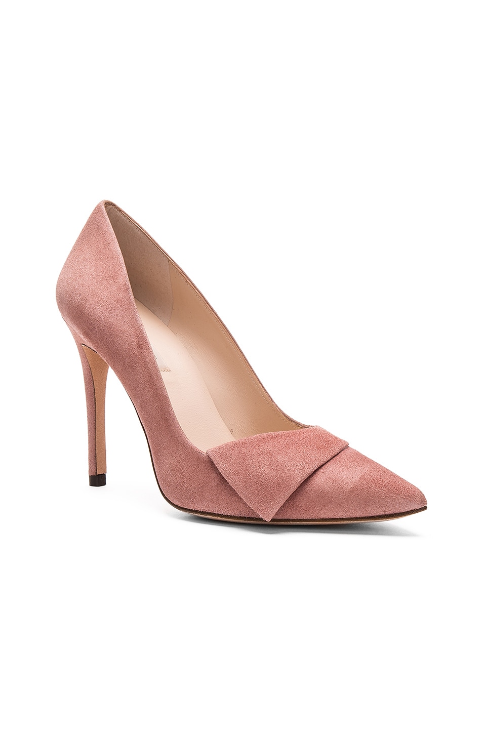 Pura Lopez Baby Heel in Suede Rose | REVOLVE