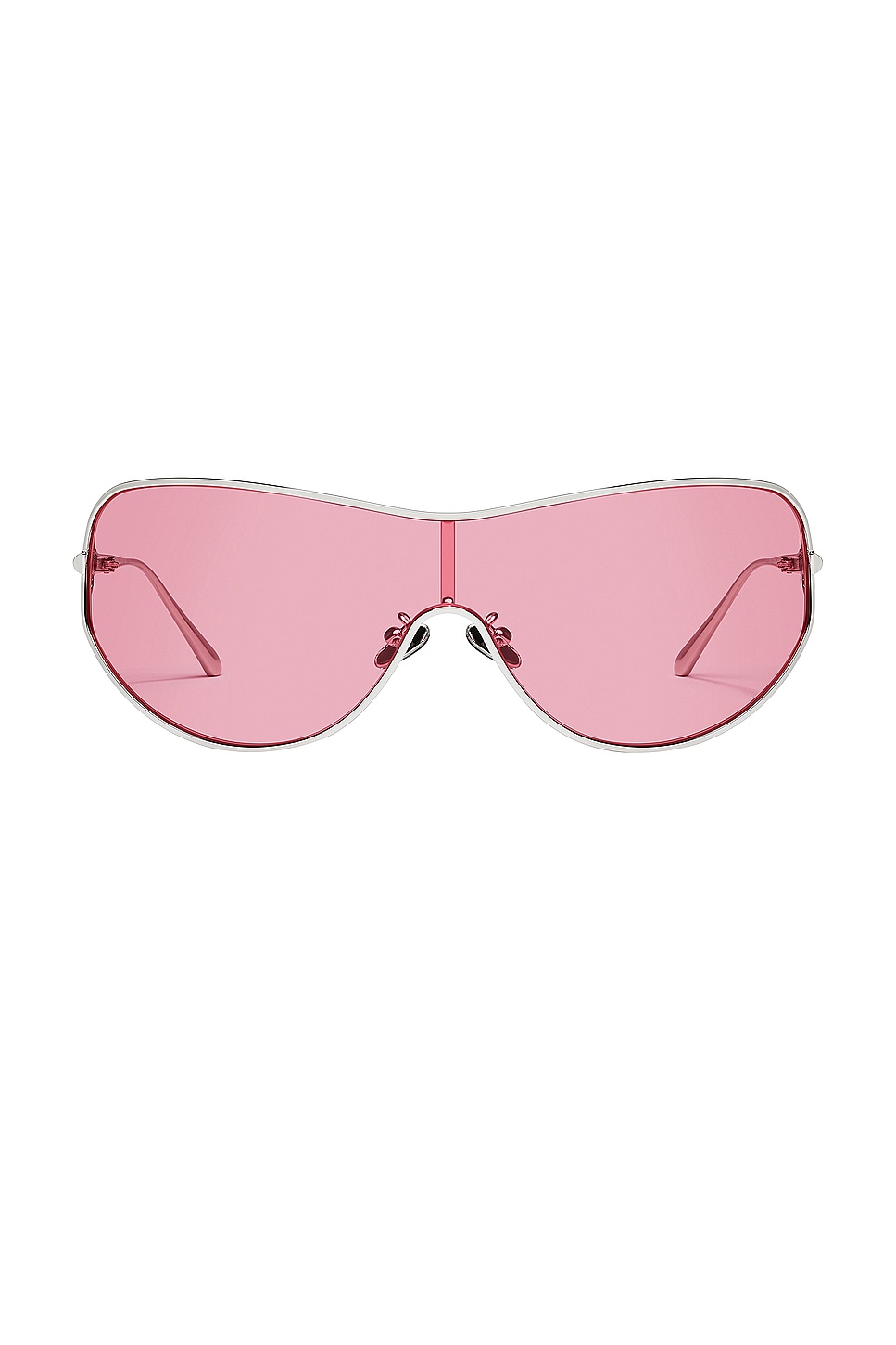 Quay X Guizio Balance Shield Sunglasses in Silver & Rose | REVOLVE