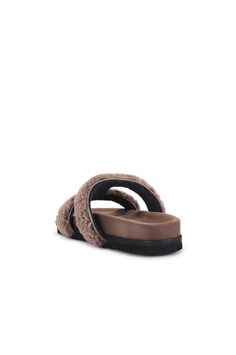 R0AM Fuzzy Cuffs Faux Fur Sandal in Taupe | REVOLVE