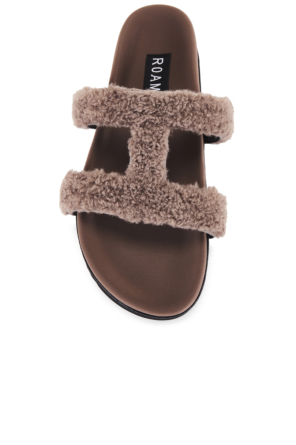 R0AM Fuzzy Cuffs Faux Fur Sandal in Taupe | REVOLVE