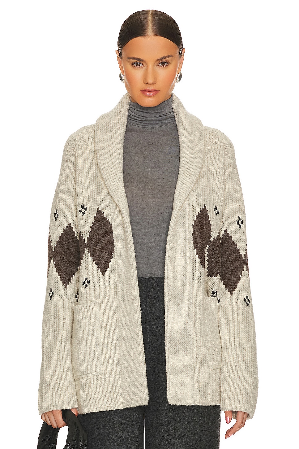 Rails Silas Cardigan in Oatmeal Argyle | REVOLVE