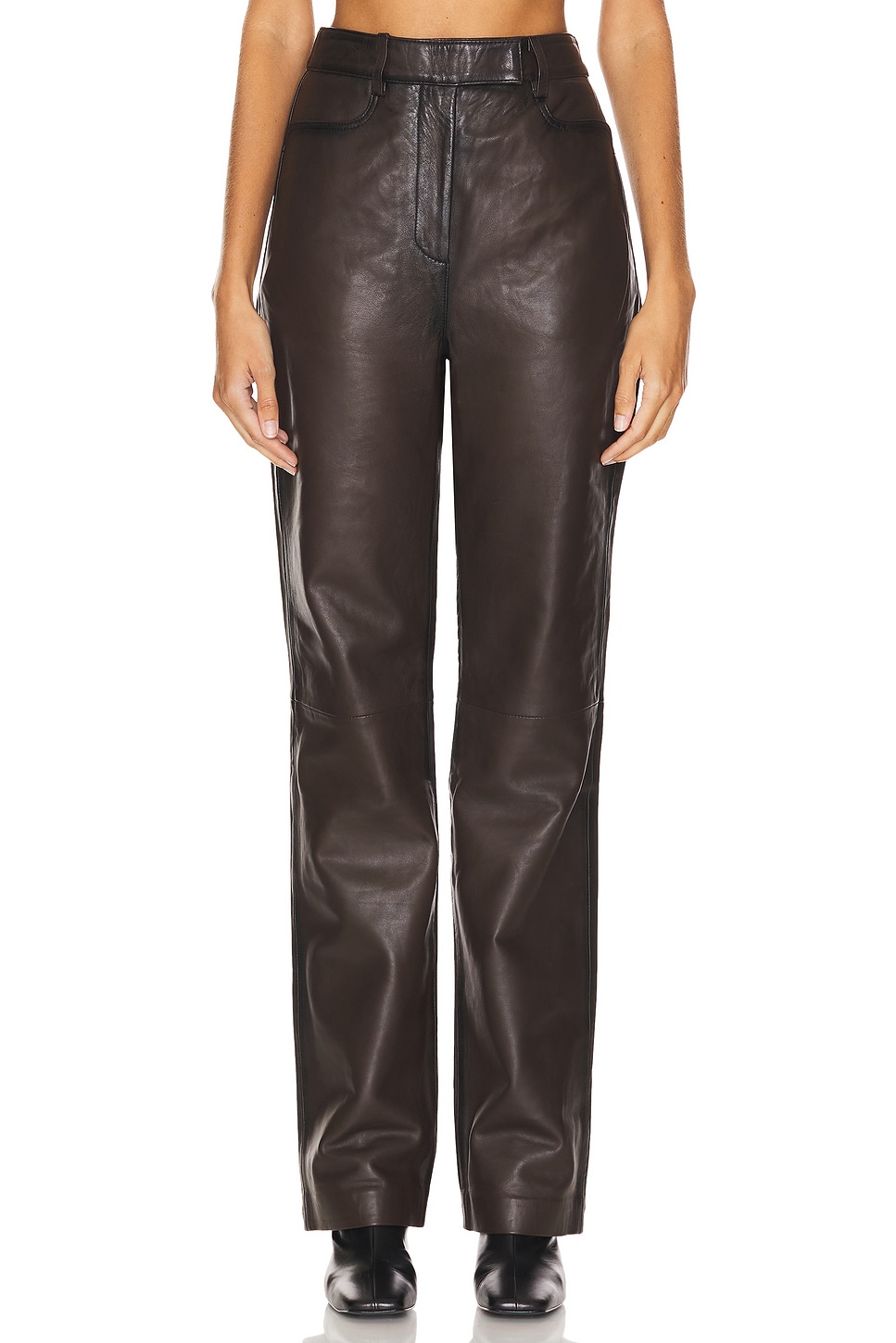 REMAIN Straight Leg Leather Pants in Carafe | REVOLVE