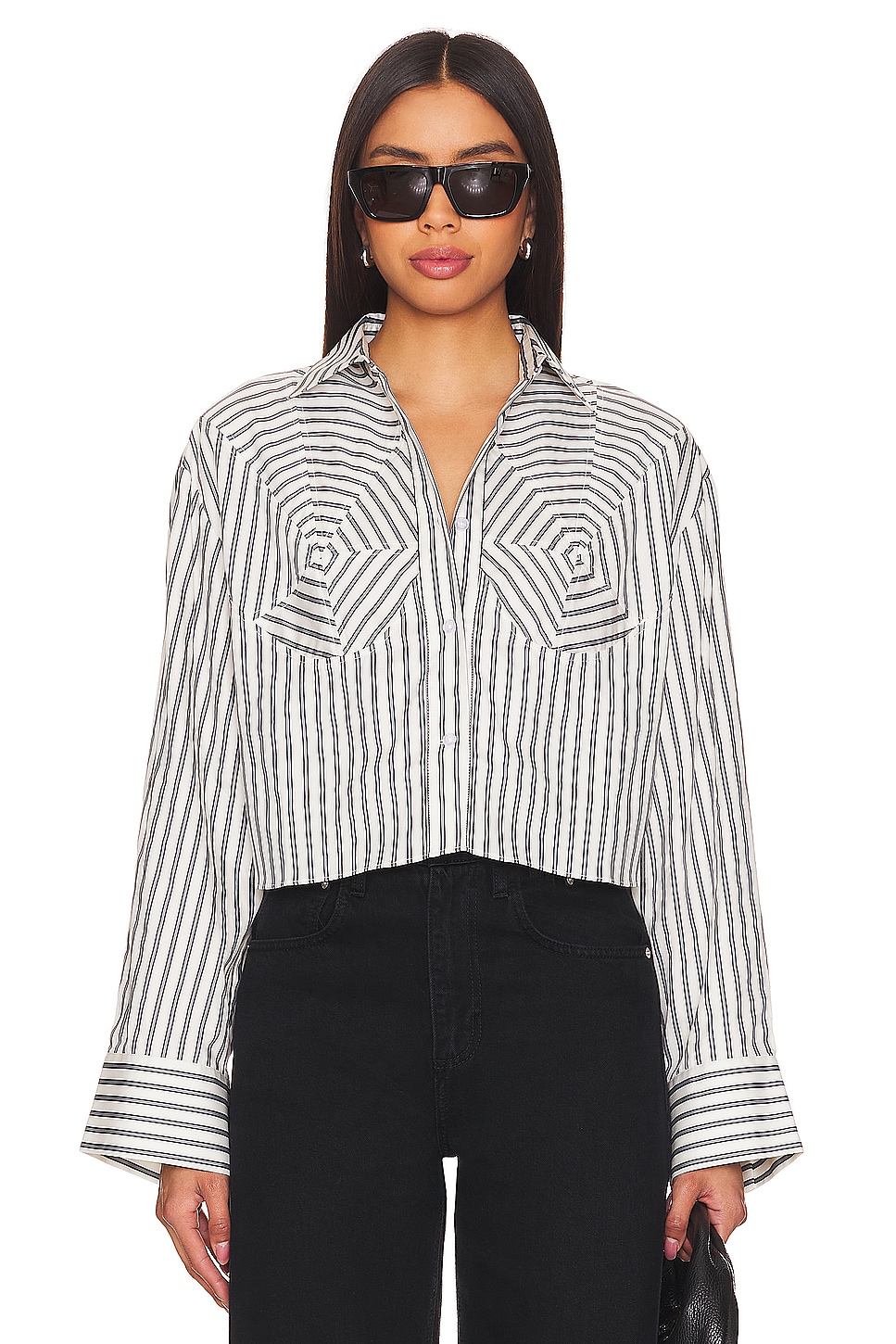 REMAIN Cutline Shirt in Silver Filigree Grey Combo | REVOLVE