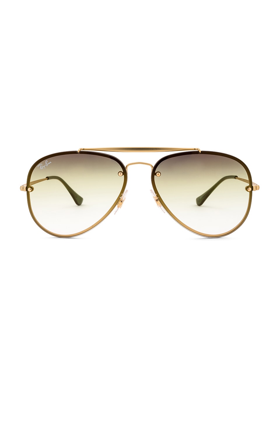 Ray-Ban Blaze Aviator in Demi Gloss Gold & Grey Green Gradient | REVOLVE