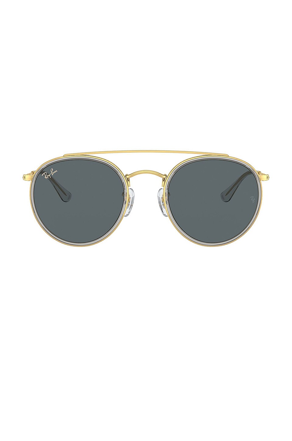 Ray-Ban Round Double Bridge in Gold & Blue | REVOLVE