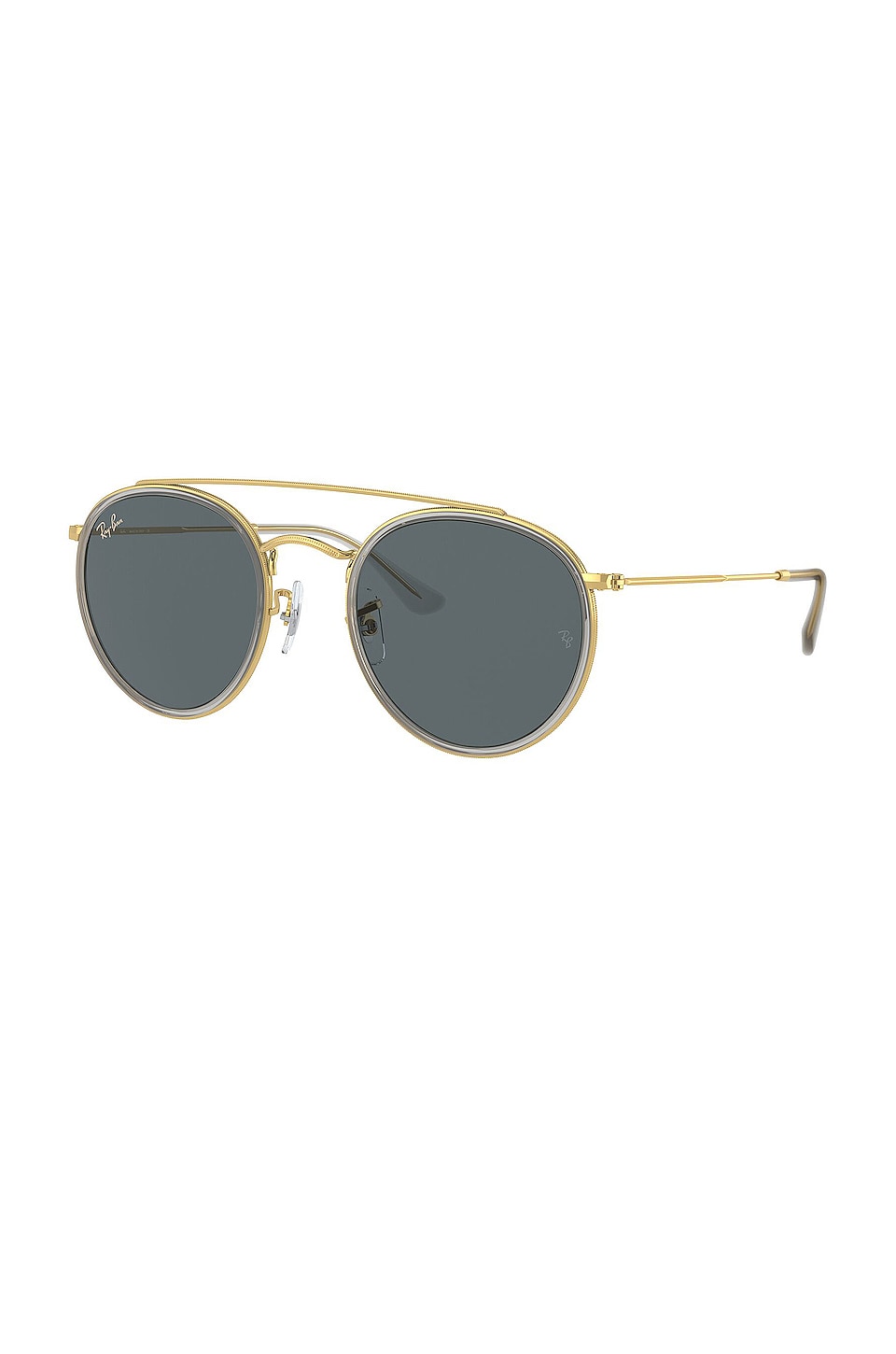 Ray-Ban Round Double Bridge in Gold & Blue | REVOLVE