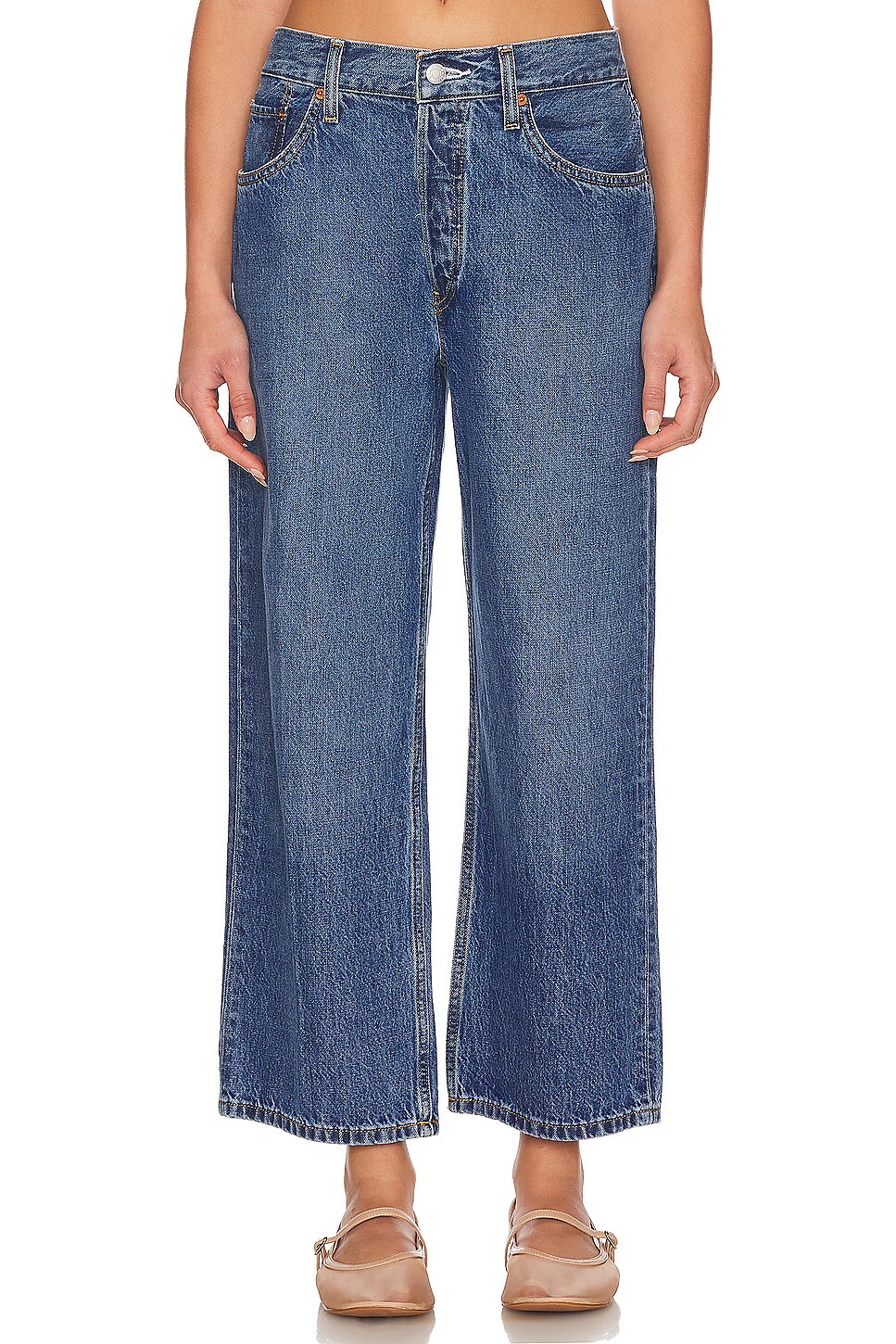 RE/DONE Loose Crop Jeans in Peyote Flow | REVOLVE