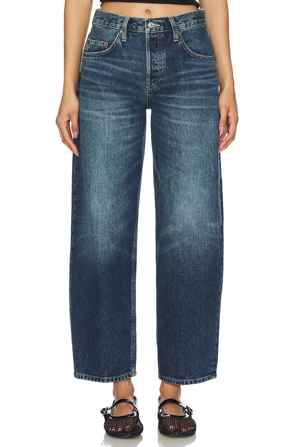 RE/DONE Wide Taper in Whiskey Indigo | REVOLVE