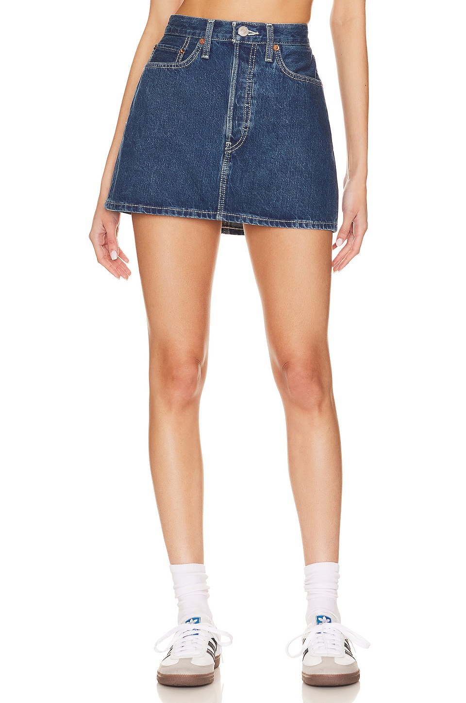 RE/DONE Originasl 90s Mini Skirt in Iron Blue | REVOLVE