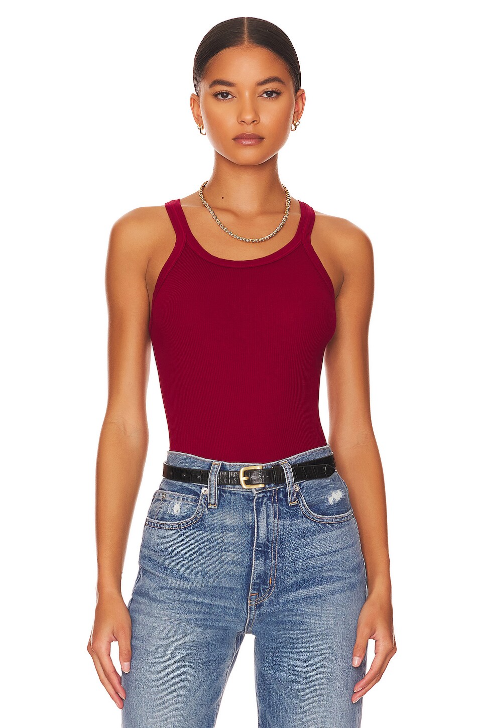 RE/DONE x Hanes Ribbed Tank Top in Red | REVOLVE