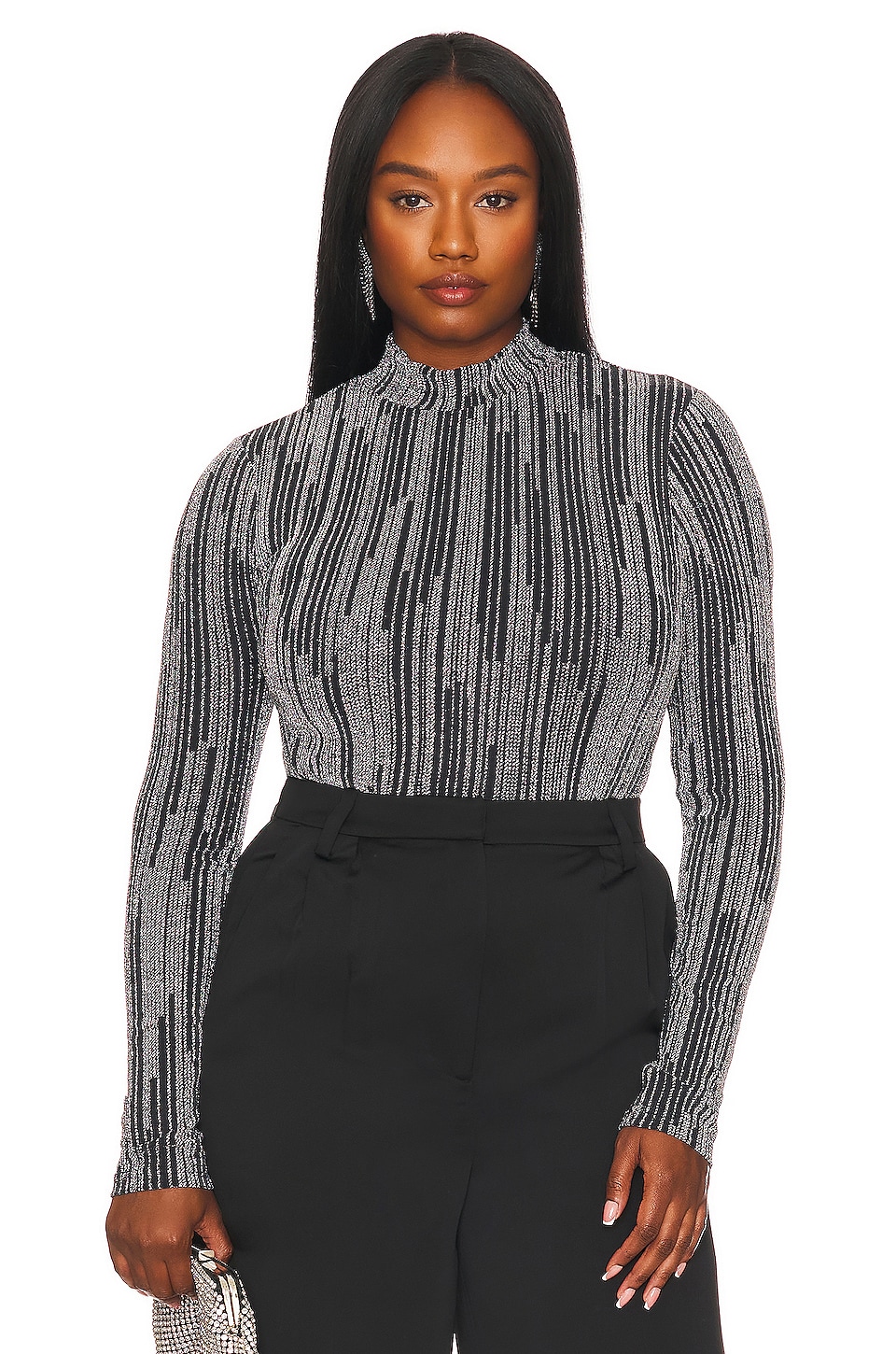 REMI x REVOLVE Claire Metallic Bodysuit in Silver Metallic | REVOLVE