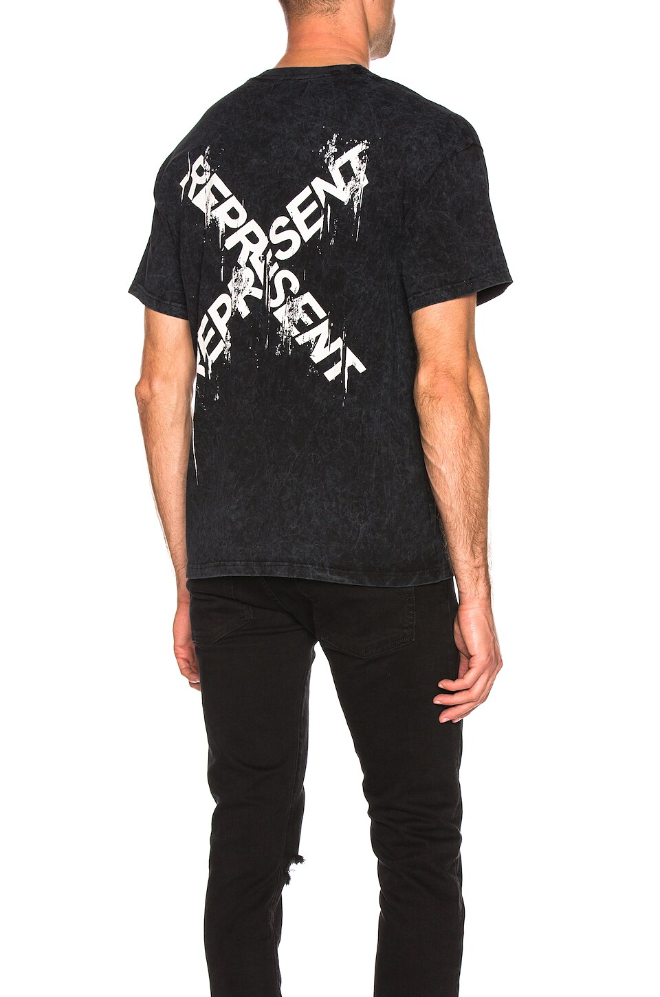 Represent Vintage Destroyed Logo Tee In Washed Black & White | ModeSens