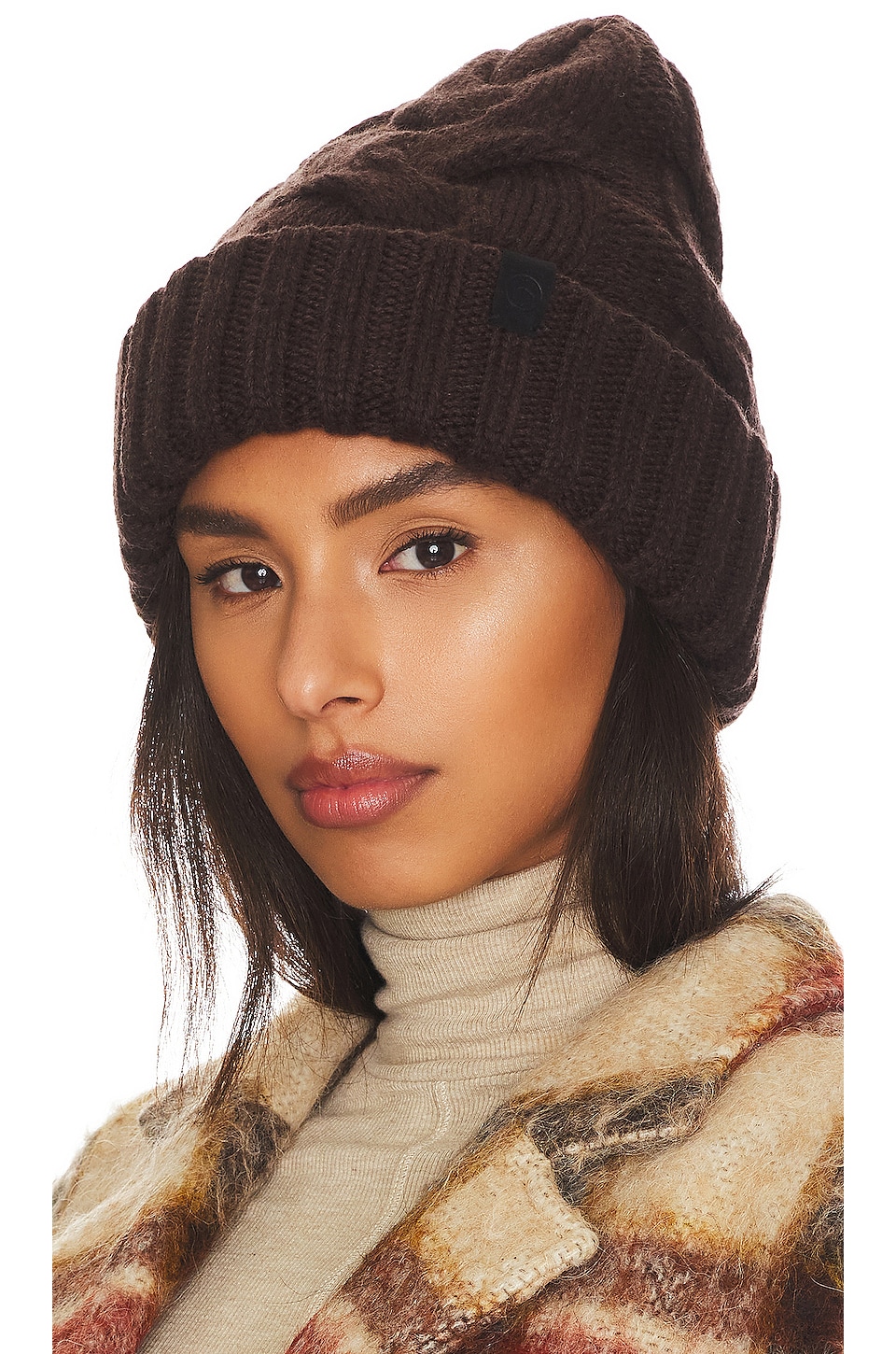Rag & Bone Reese Cable Beanie in Dark Brown | REVOLVE