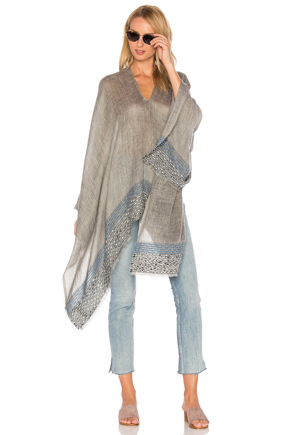 Rag & Bone Textured Stripe Poncho in Charcoal | REVOLVE