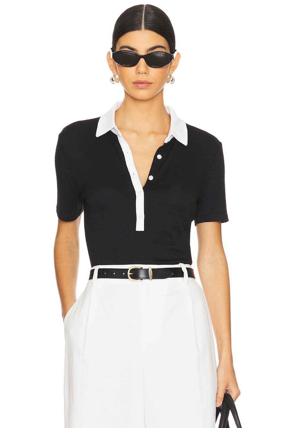 Rag & Bone The Knit Button Top in Black | REVOLVE