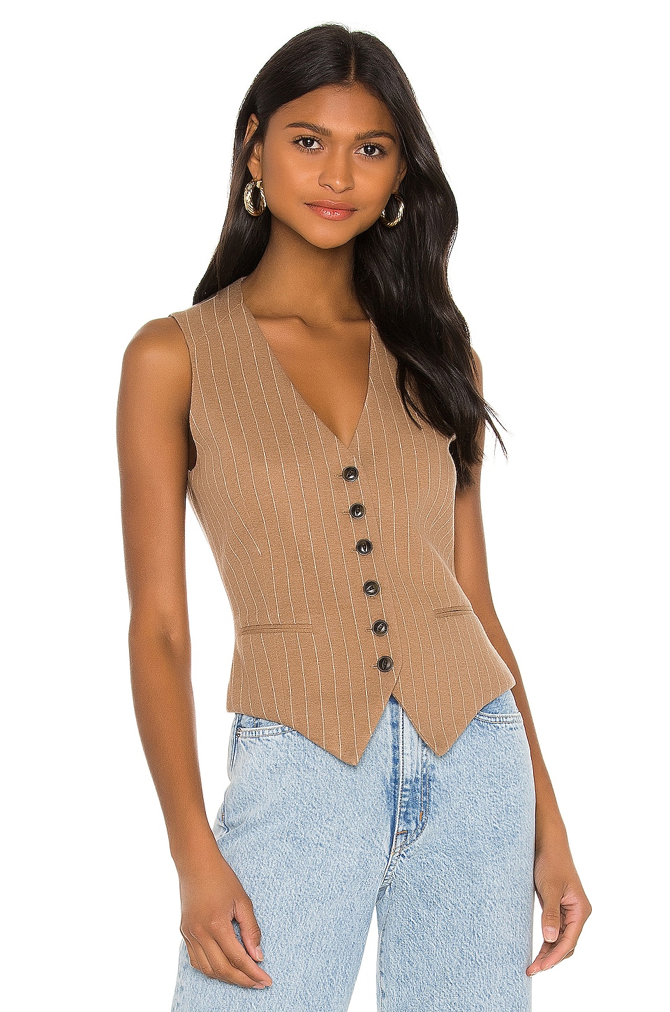 Rag & Bone Vanessa Pinstripe Vest in Camel Stripe | REVOLVE