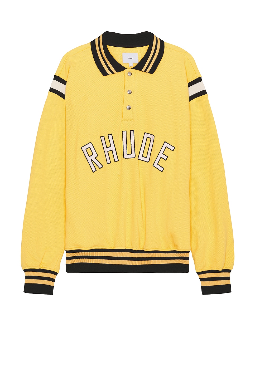 Rhude Warm Up Polo in Yellow, Black, & Cream | REVOLVE