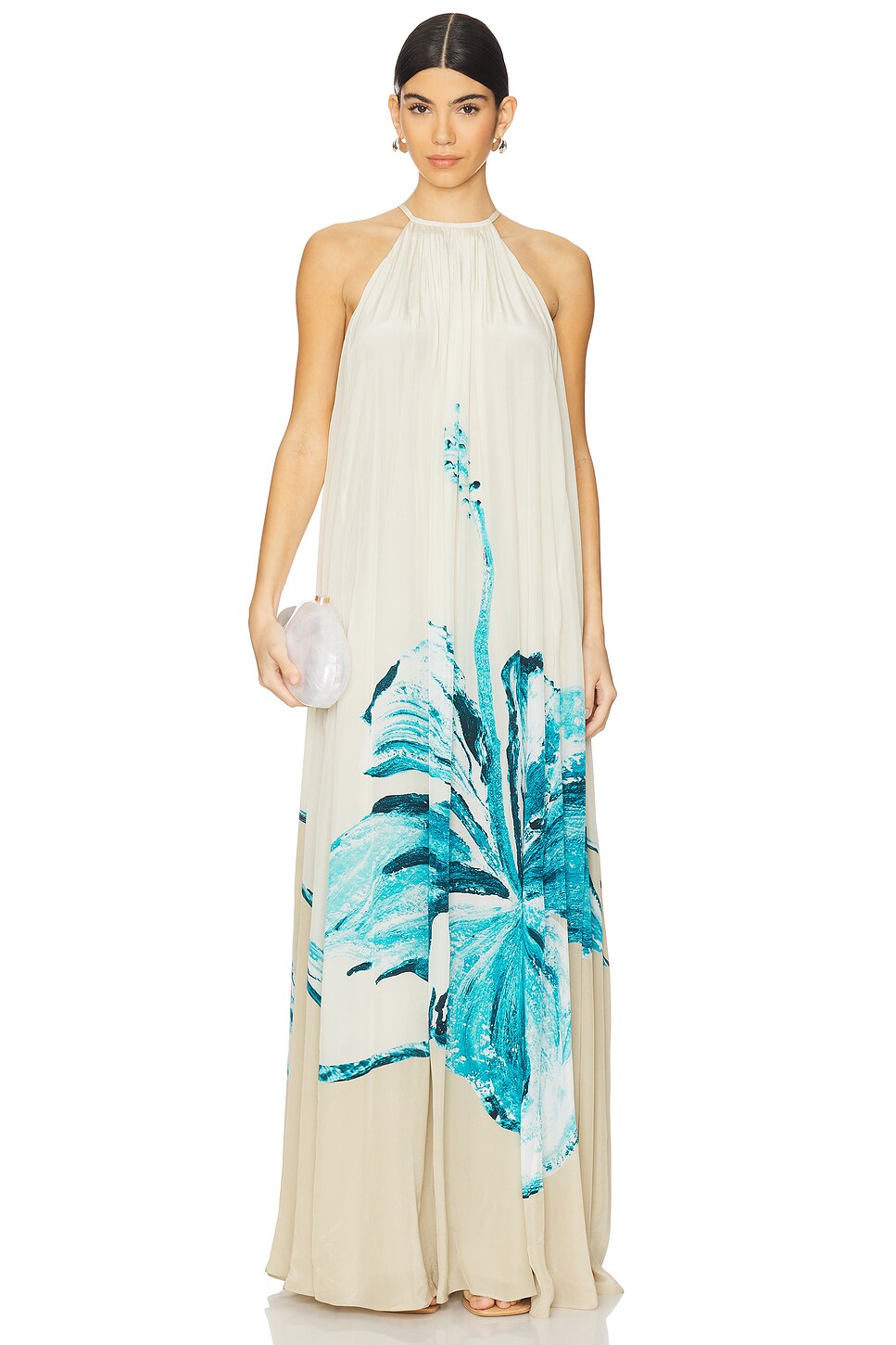 ROCOCO SAND Flared Maxi Dress in Beige Blue | REVOLVE
