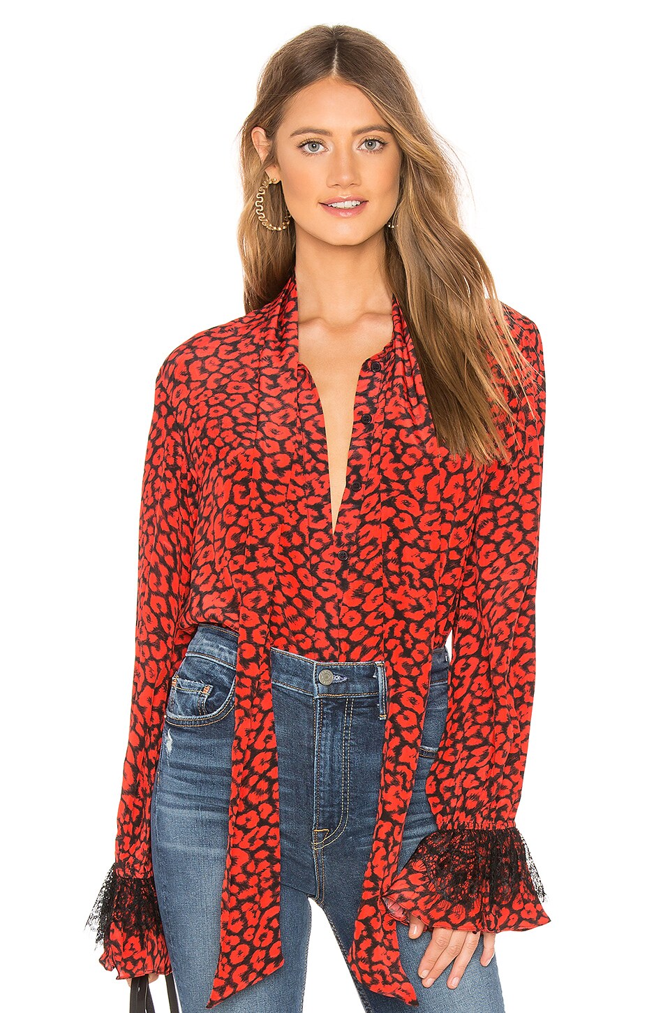 ROCOCO SAND Ruffle Sleeve Shirt in Multi | REVOLVE