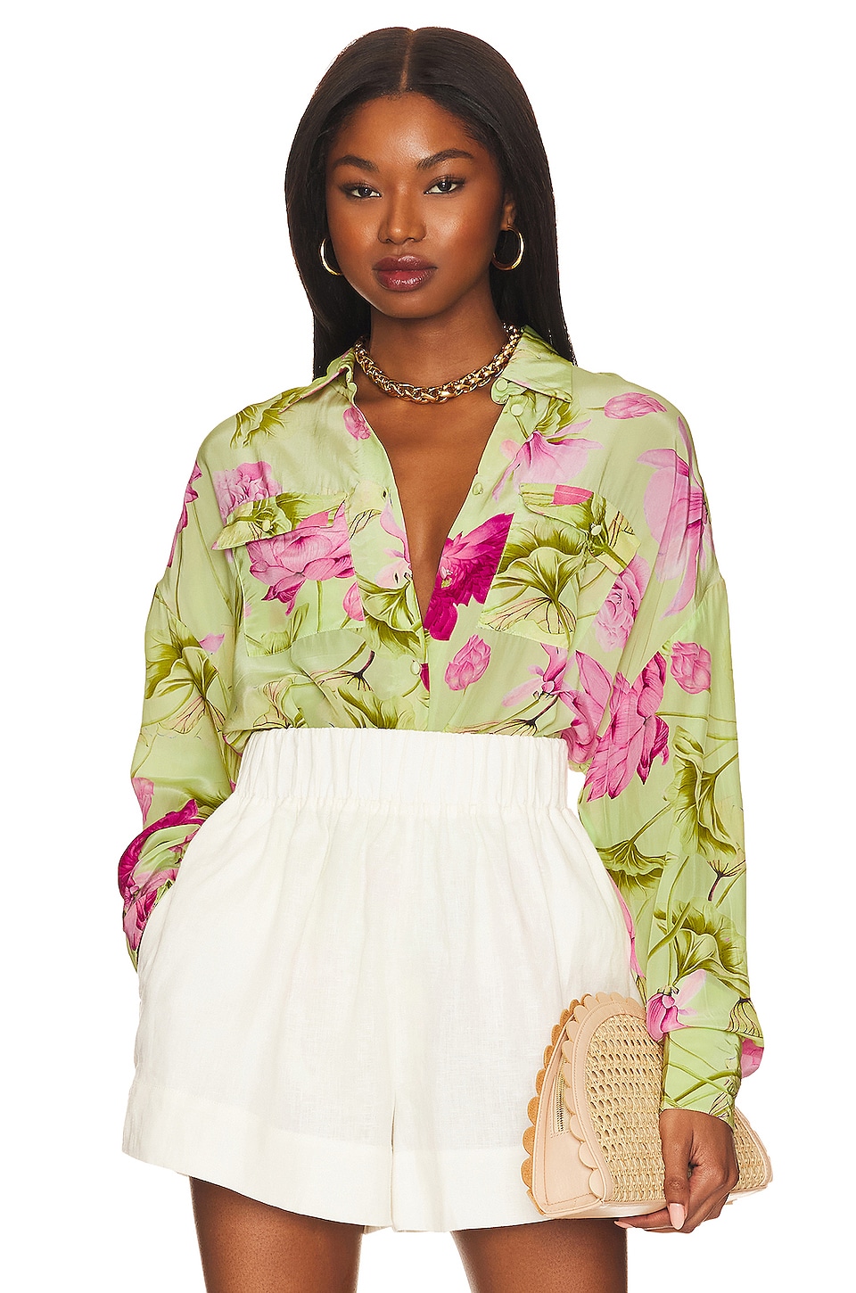 ROCOCO SAND Ren Button Up Top in Multi | REVOLVE