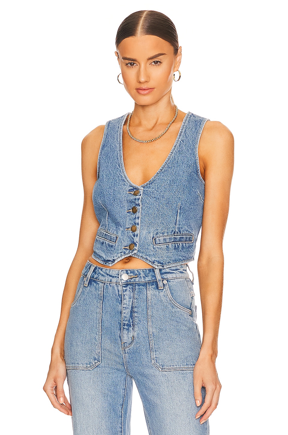 ROLLA'S X Phoebe Tonkin Dallas Vest in Mid Vintage Blue | REVOLVE