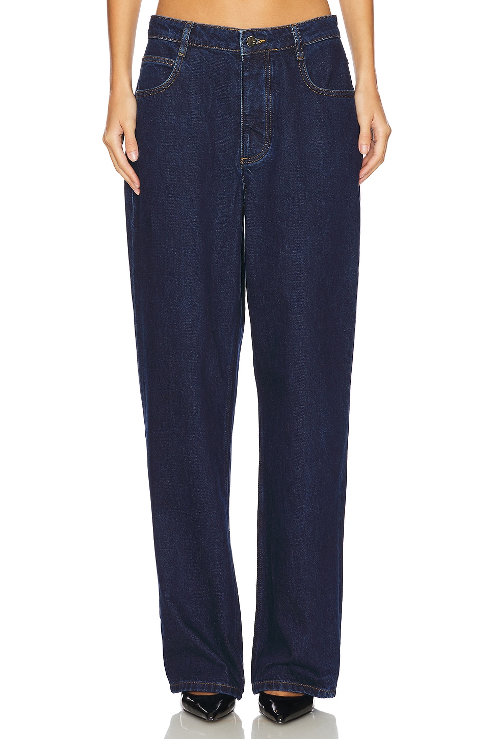 Ronny Kobo Sade Jeans in Dark Wash Blue | REVOLVE