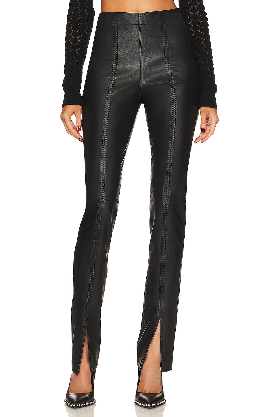 RTA Kaimi Braided Leather Pant in Black | REVOLVE