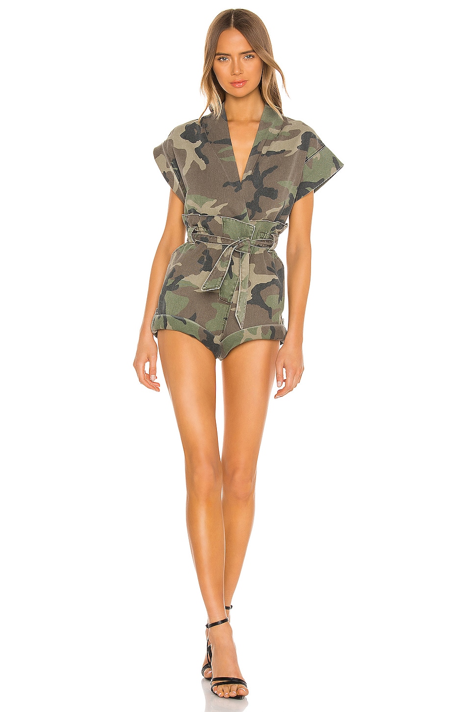 RTA Kahtia Sleeveless Romper in Woodland Camo | REVOLVE