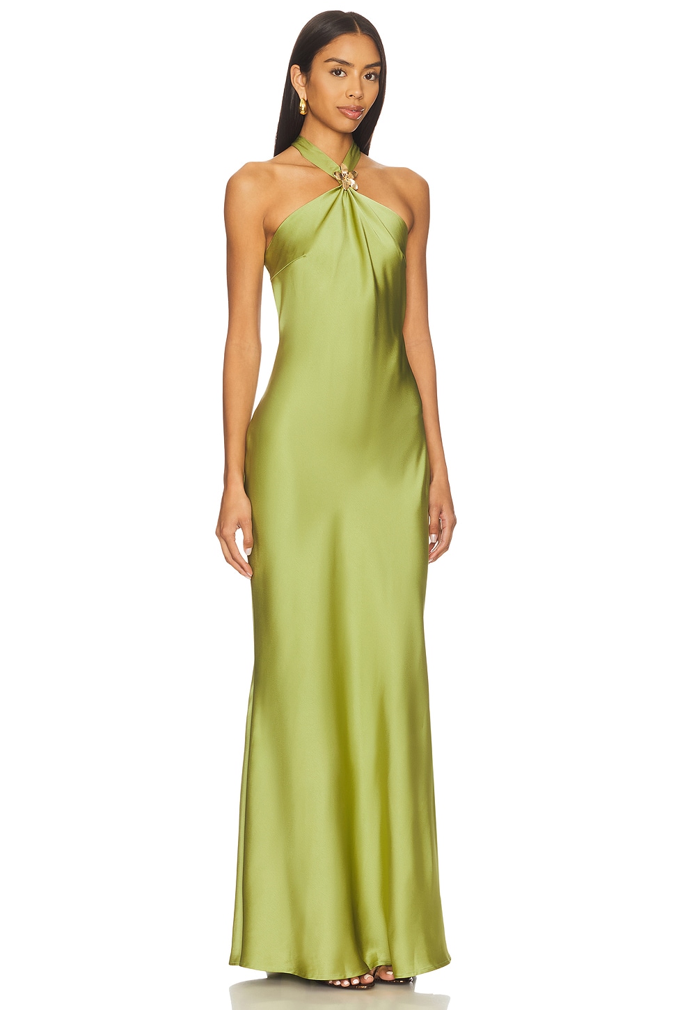 Runaway The Label Chara Low Cross Back Maxi Dress in Olive | REVOLVE