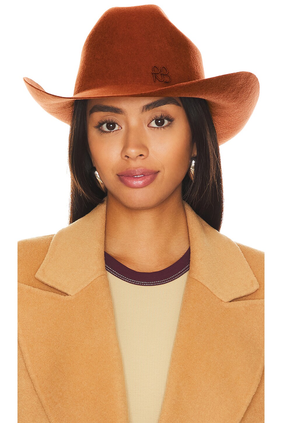 Ruslan Baginskiy Monogram Embellished Cowboy Hat in Ginger | REVOLVE