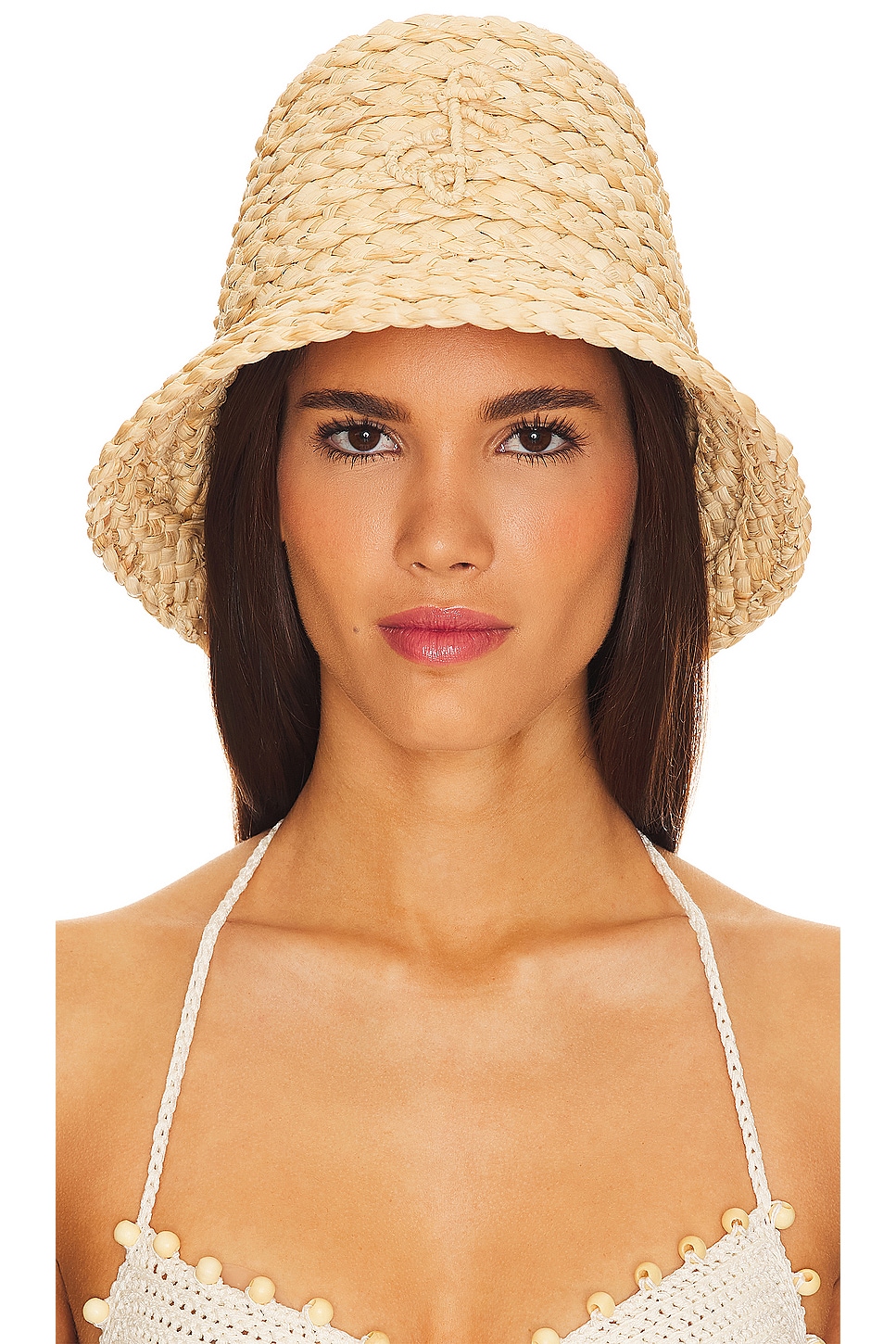 Ruslan Baginskiy Embellished Straw Bucket Hat in Natural Straw | REVOLVE