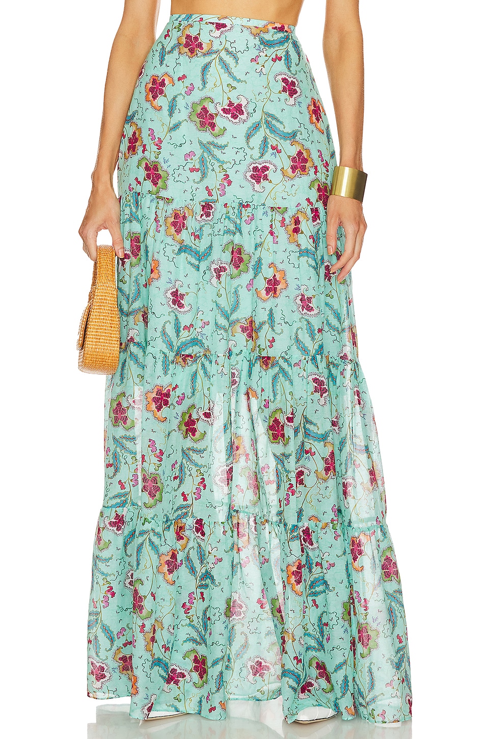 SALONI Isabel Long Skirt in Delemare Teal | REVOLVE