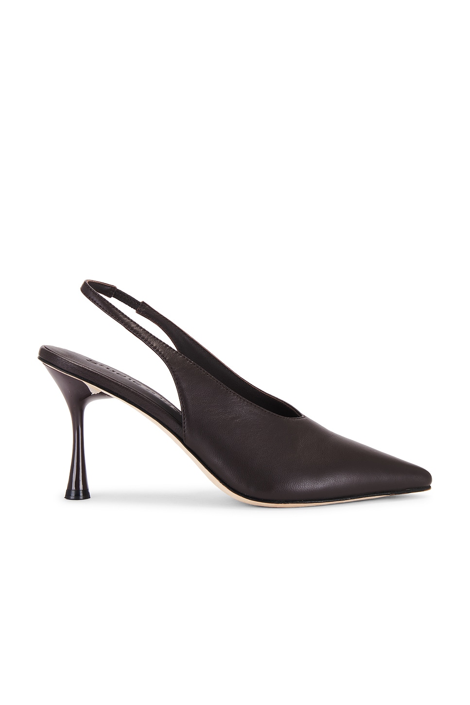 Studio Amelia Razor Slingback 90 Heel in Chocolate | REVOLVE