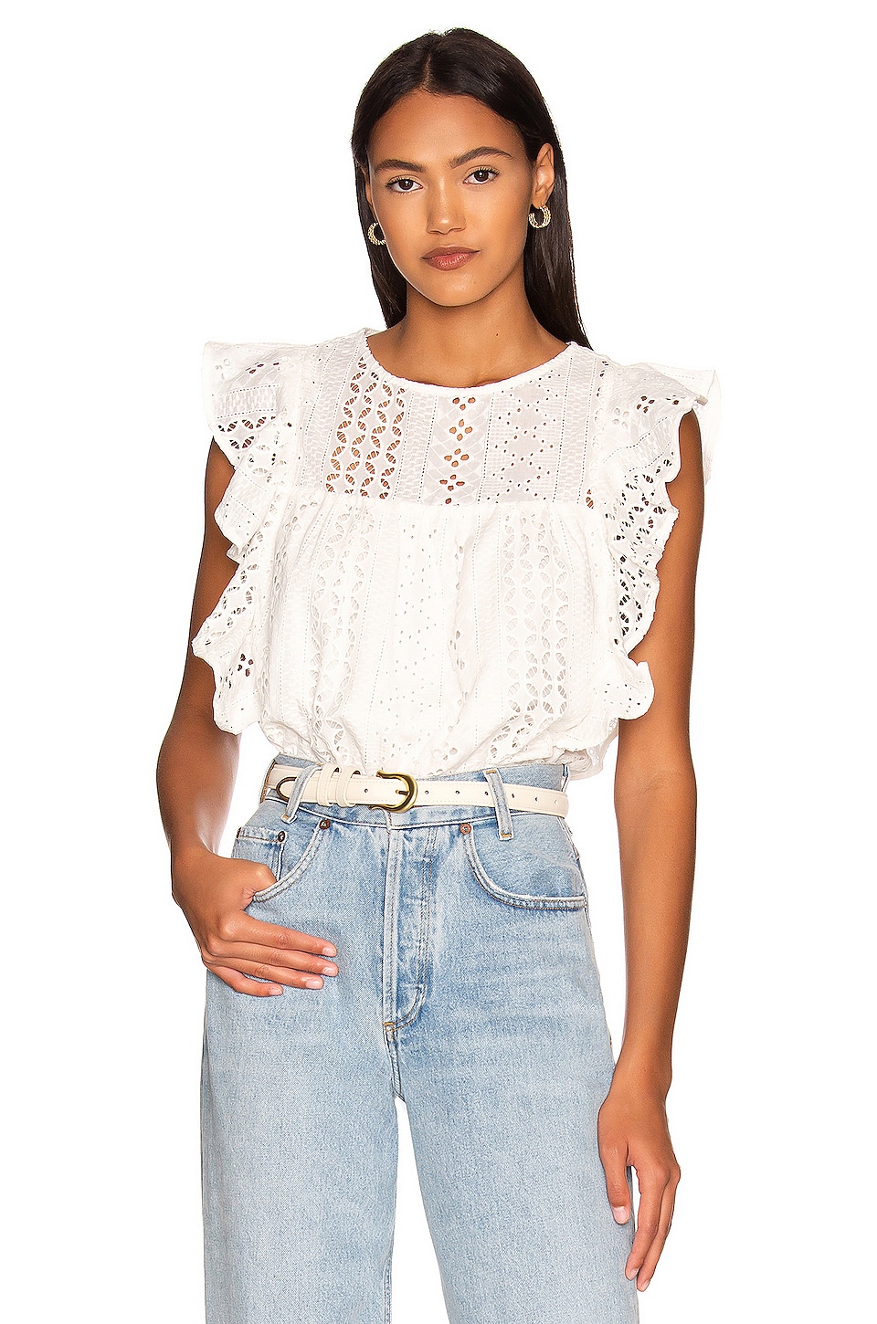 Sanctuary Breezy Eyelet Shell in White | REVOLVE