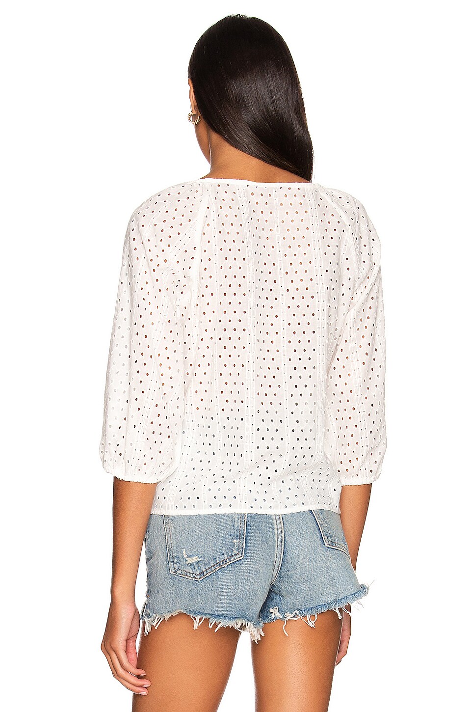 Sanctuary Eyelet Drawstring Blouse in White | REVOLVE
