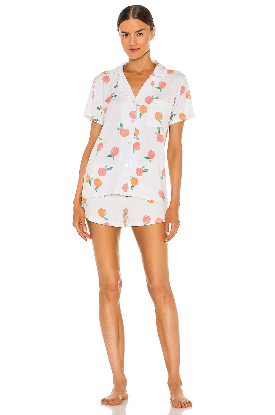 Stripe & Stare Bedshort Pajama Set in Sweet Peach | REVOLVE