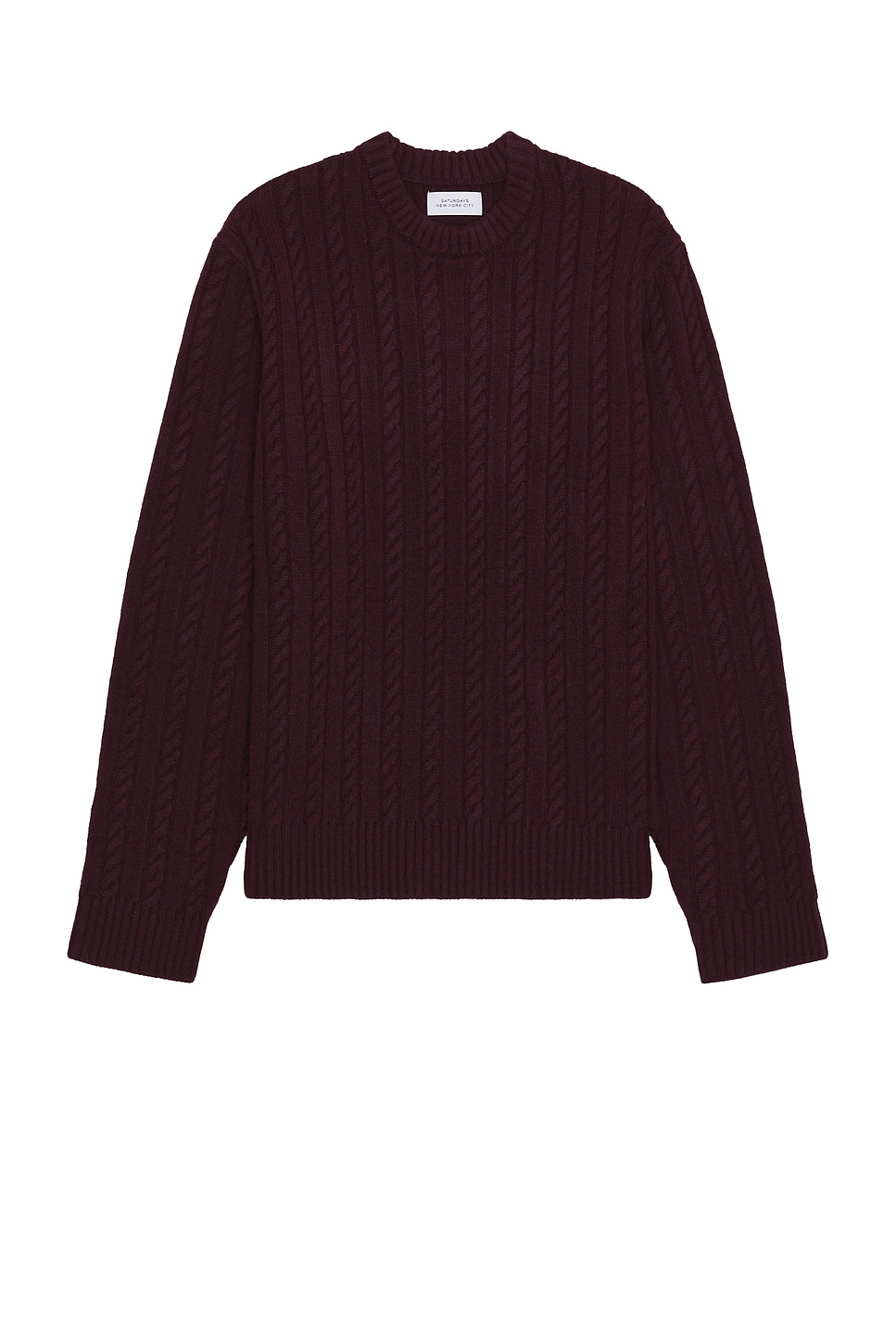 SATURDAYS NYC Nico Cable Knit Sweater in Chocolate Truffle | REVOLVE